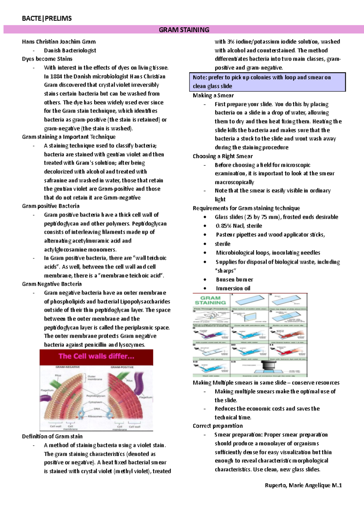 GRAM STAINING TECHNIQUE: A REVIEW OF H.C. GRAM'S DISCOVERY - Studocu