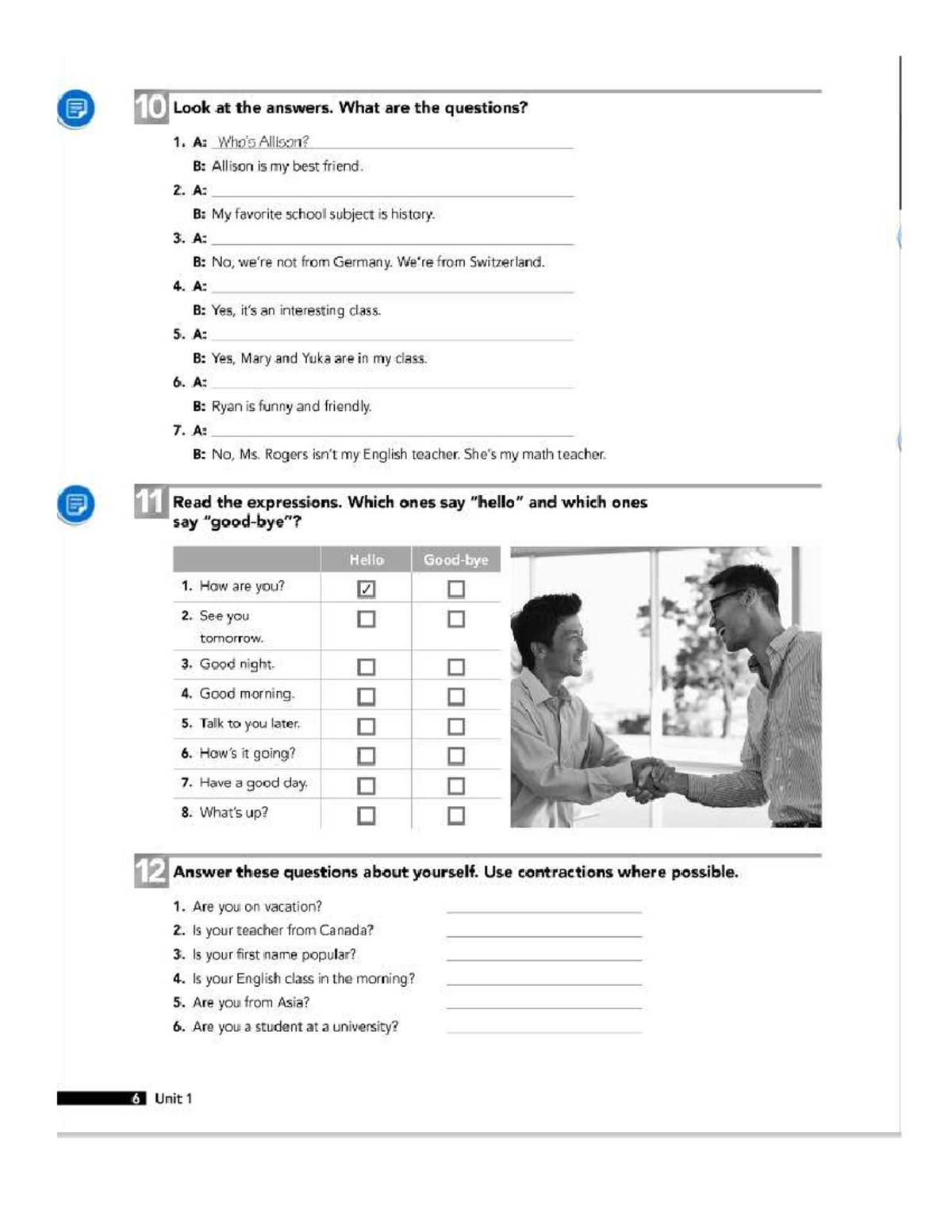 Interchange Level 1 Activity: Questions and Expressions Review - Studocu