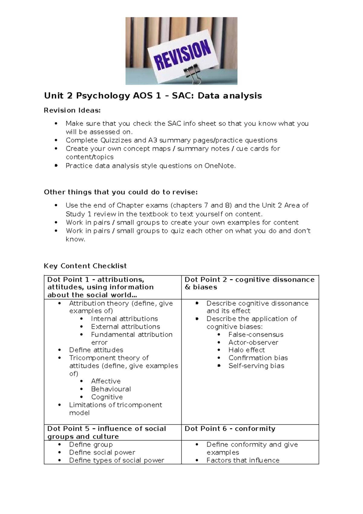 U2 Psychology AOS 1 SAC: Data Analysis Revision Strategies and Tips ...