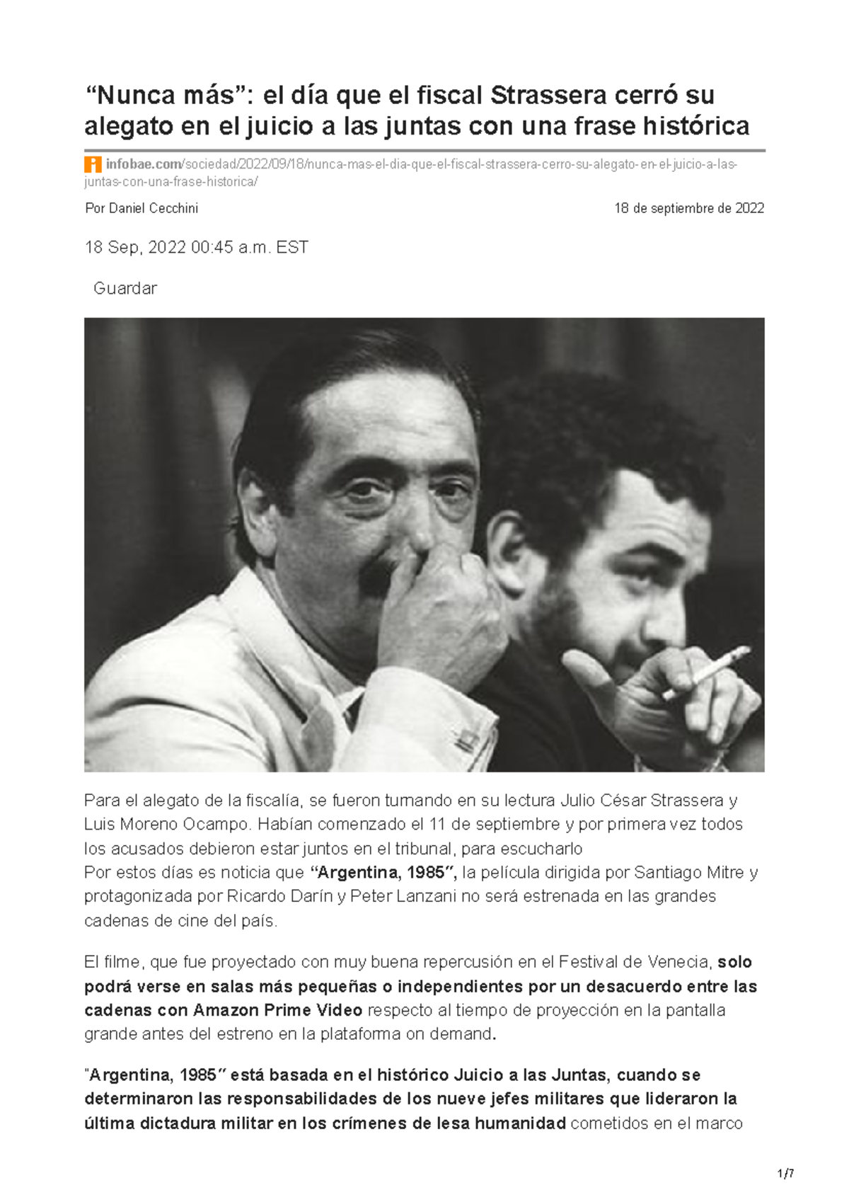 El alegato histórico de Strassera en el Juicio a las Juntas - Studocu