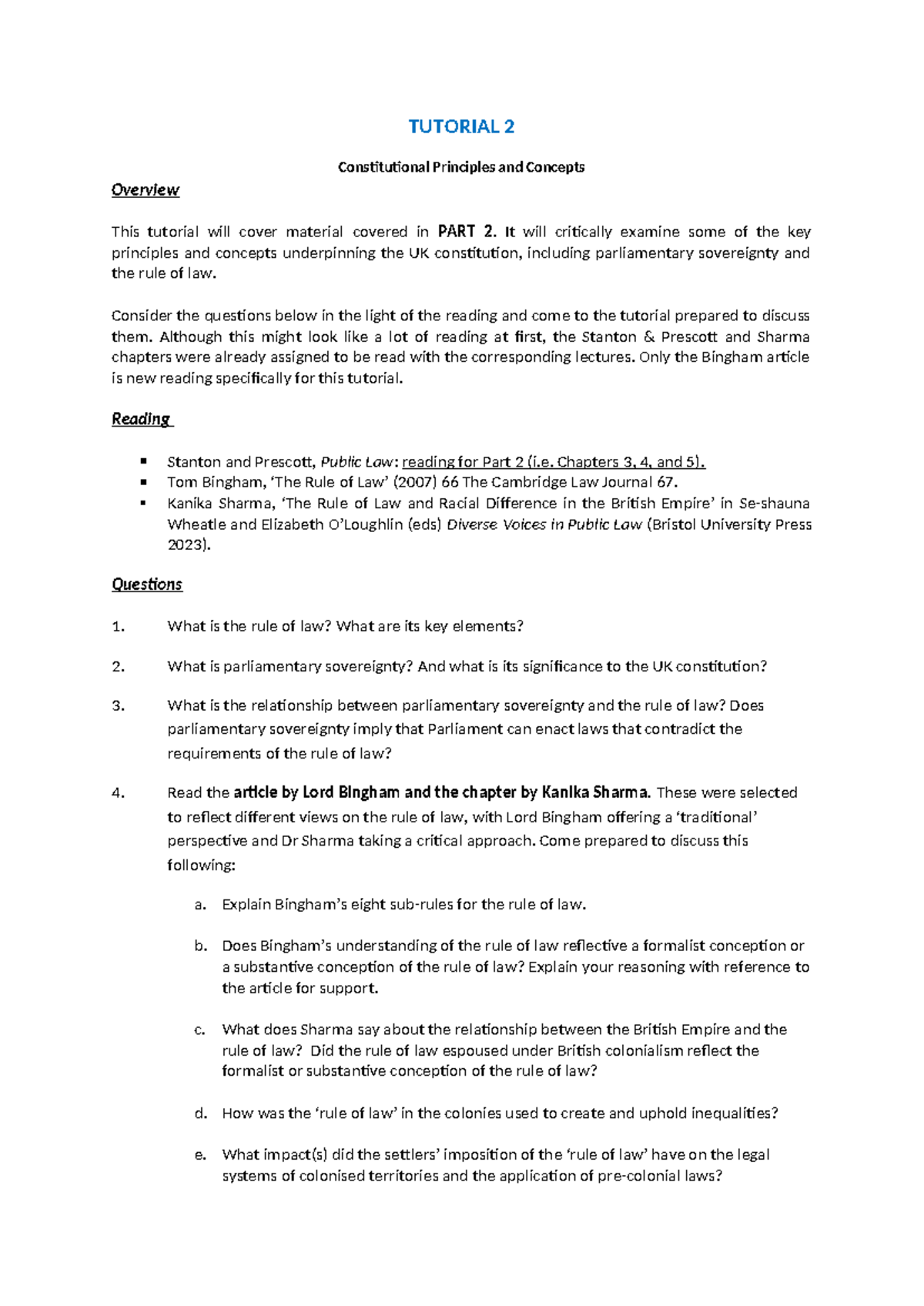 LS1537 Reading list and Questions - Tutorial 2 - TUTORIAL 2 ...