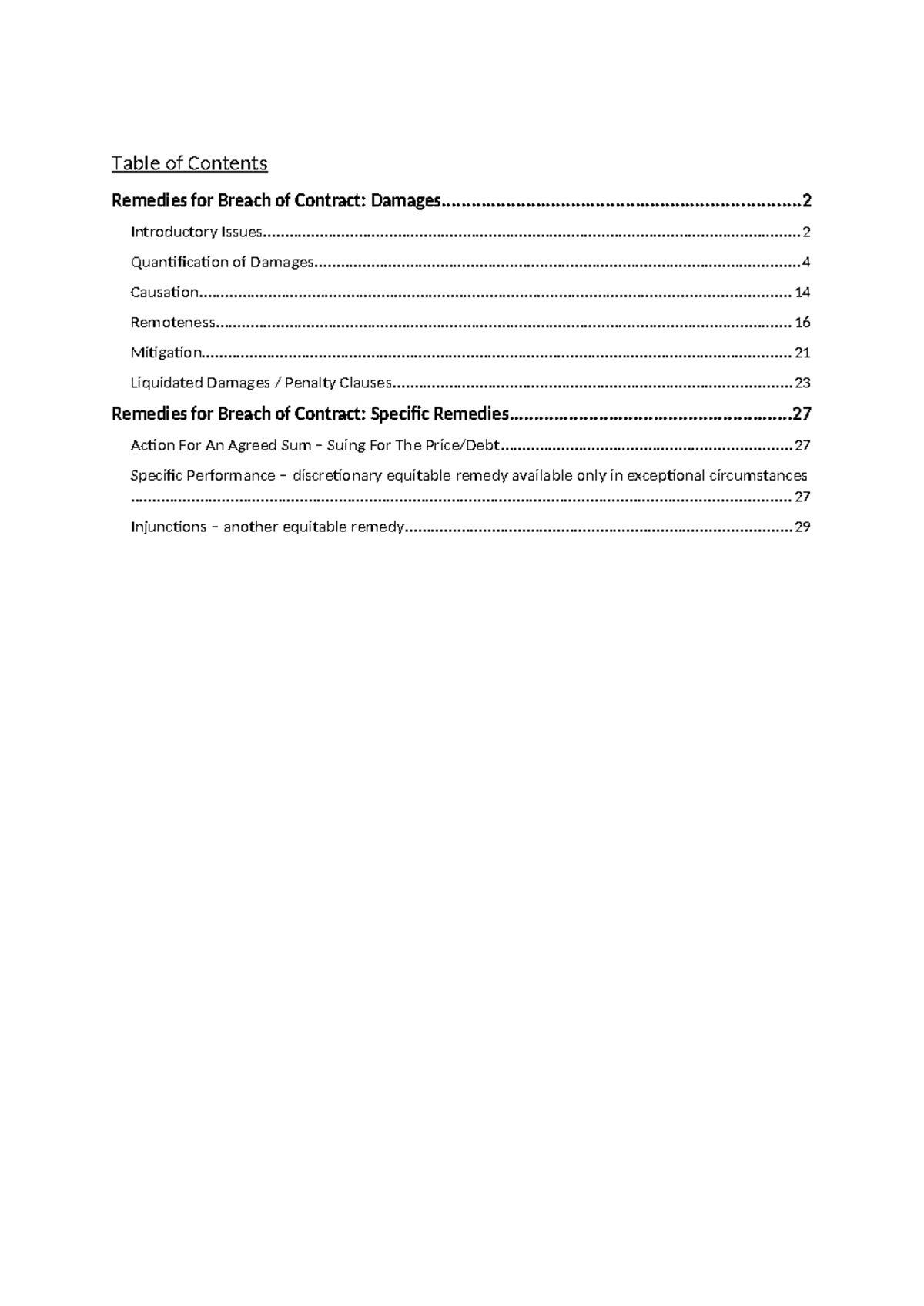 Remedies for Breach of Contract: Overview and Key Concepts - Studocu