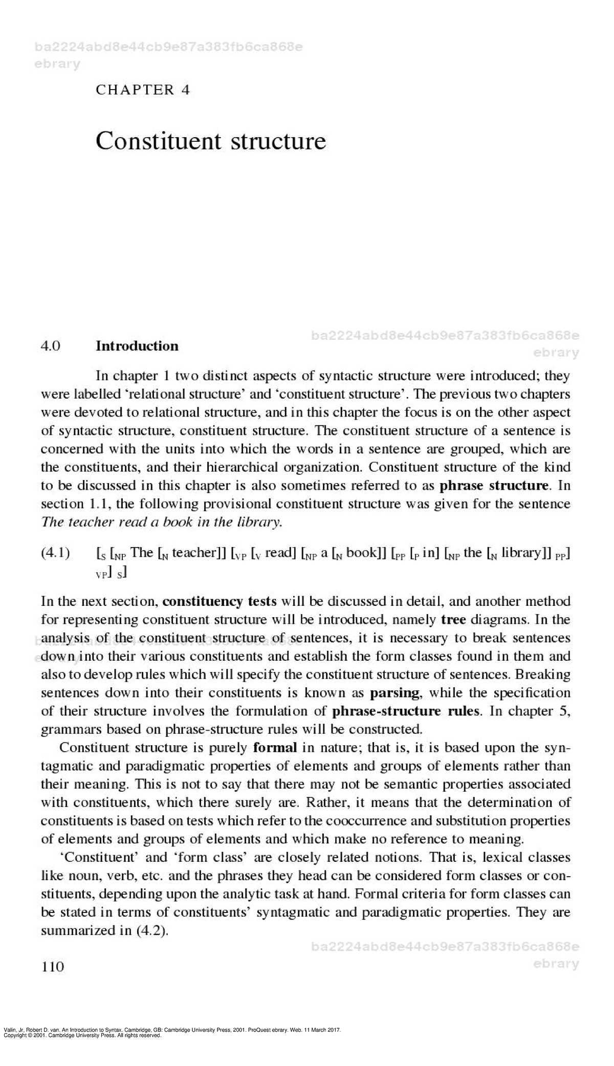 An Introduction to Syntax - Robert D. van Valin, Jr. (2001) - Studocu