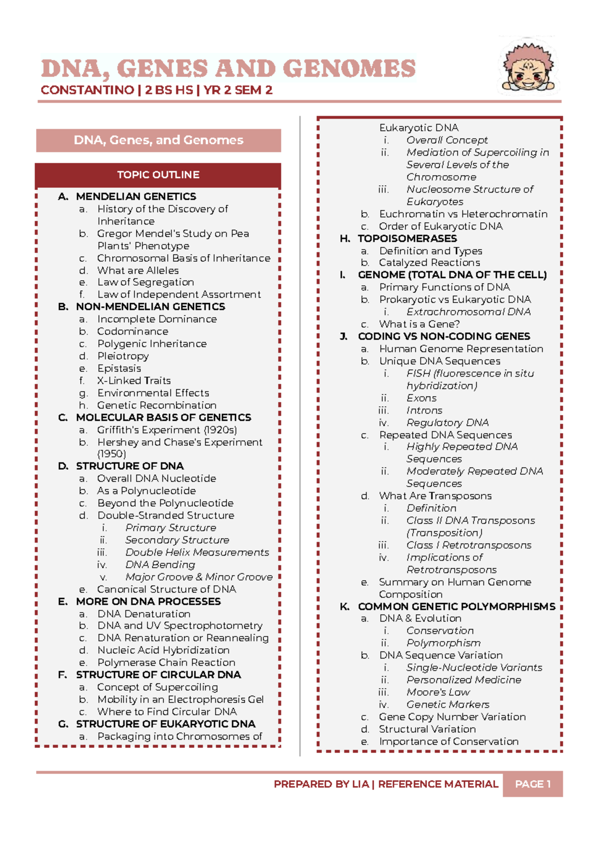 [BIO 140.01] Module #2: DNA, Genes, and Genomes Overview - Studocu