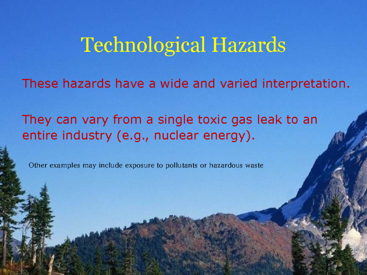 Lecture 9: Understanding Technological Hazards and Disasters - Studocu