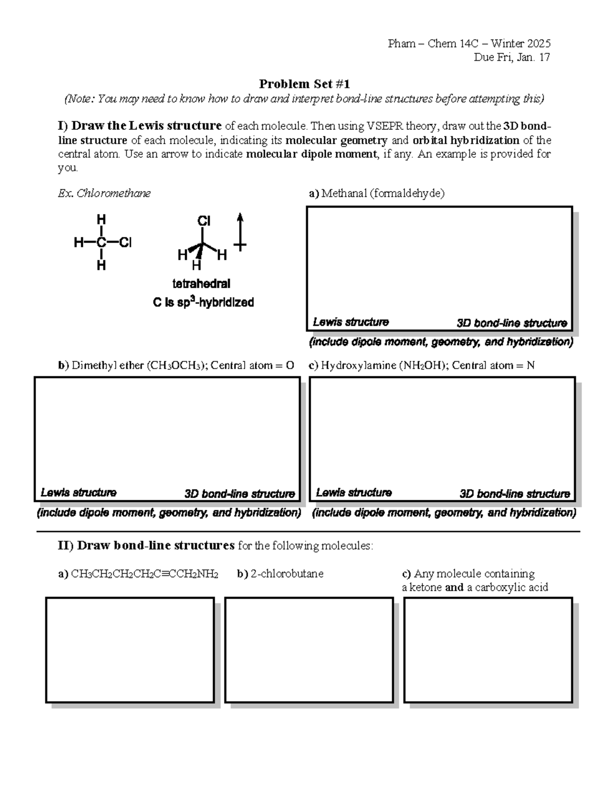 14C - PS1 - winter 2025 problem set on molecular structures and geometry - Studocu
