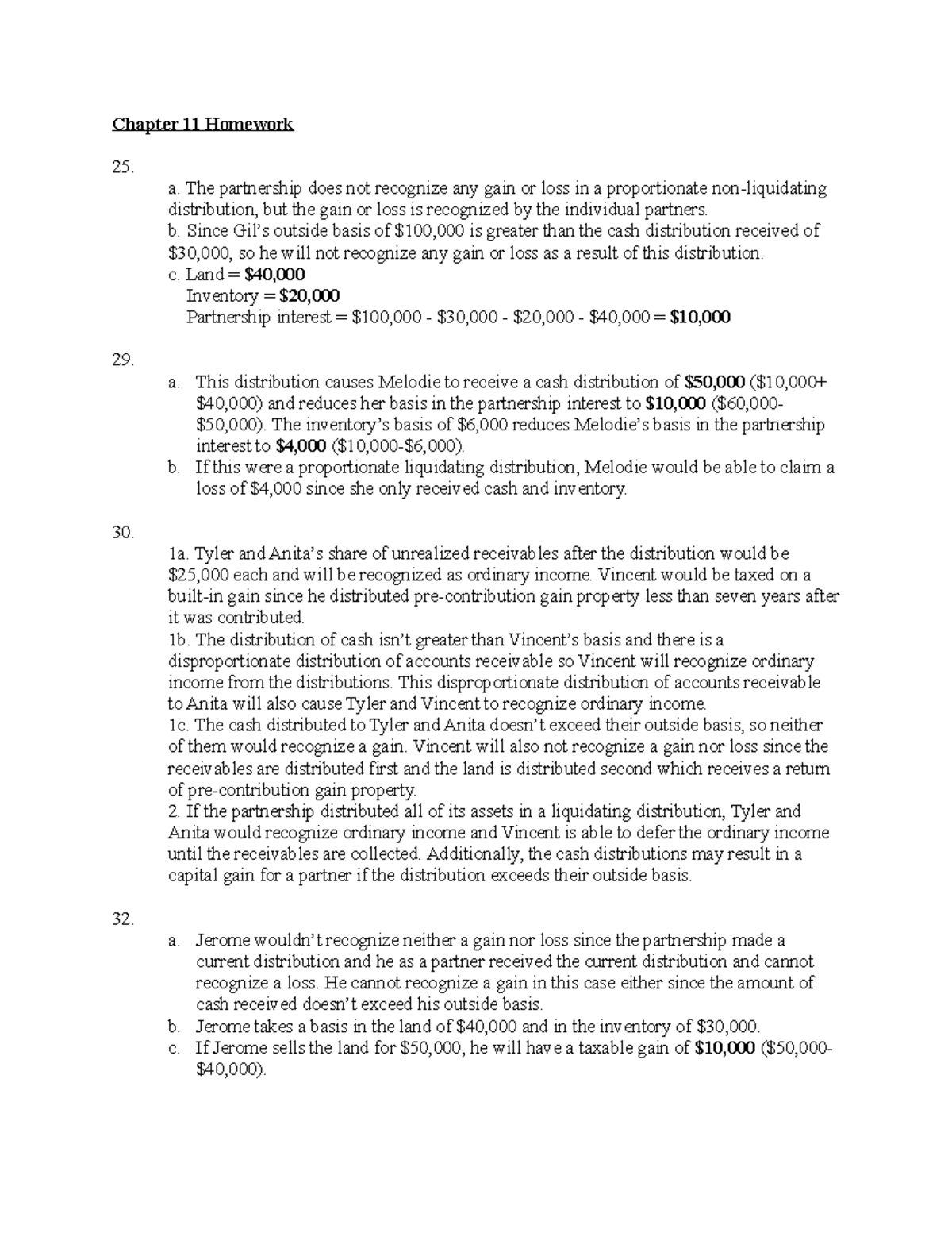 ACCT 144 Chapter 11 Homework - Chapter 11 Homework a. The partnership ...