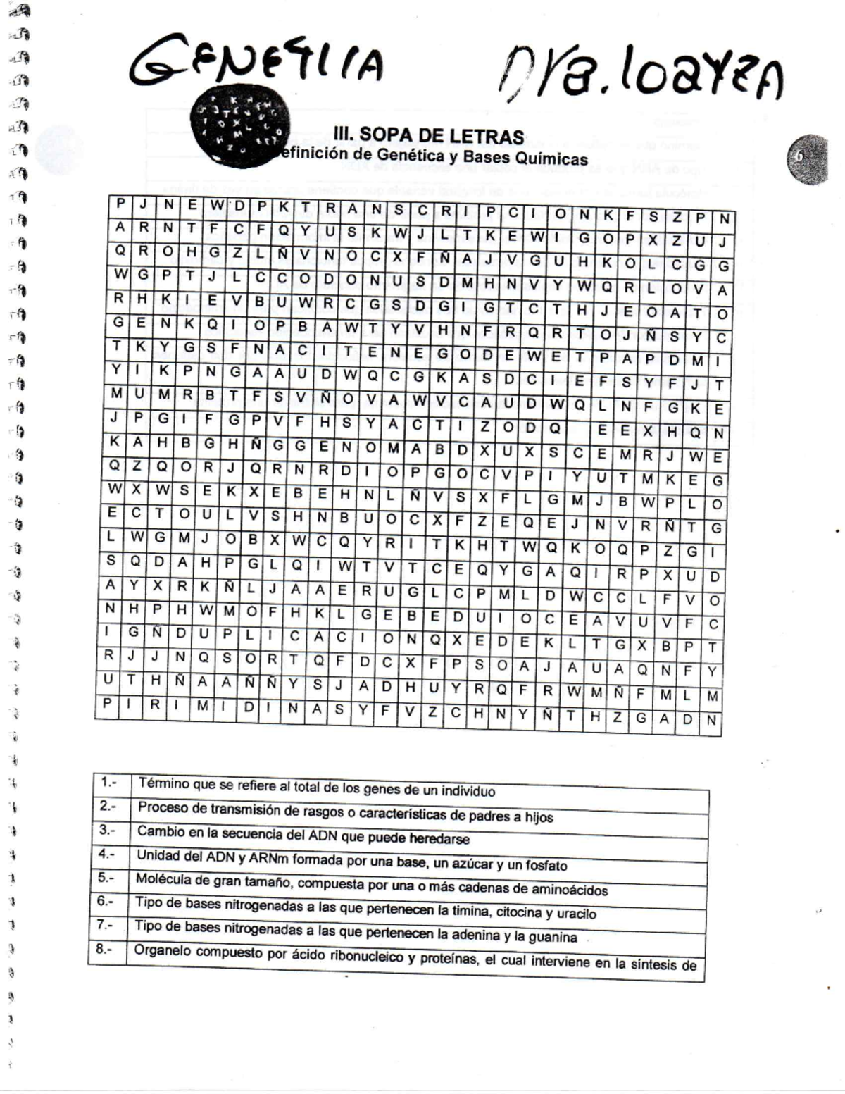 SOPA DE Letras DE Genetica - GENETICA Dra SOPA DE LETRAS efinición de ...