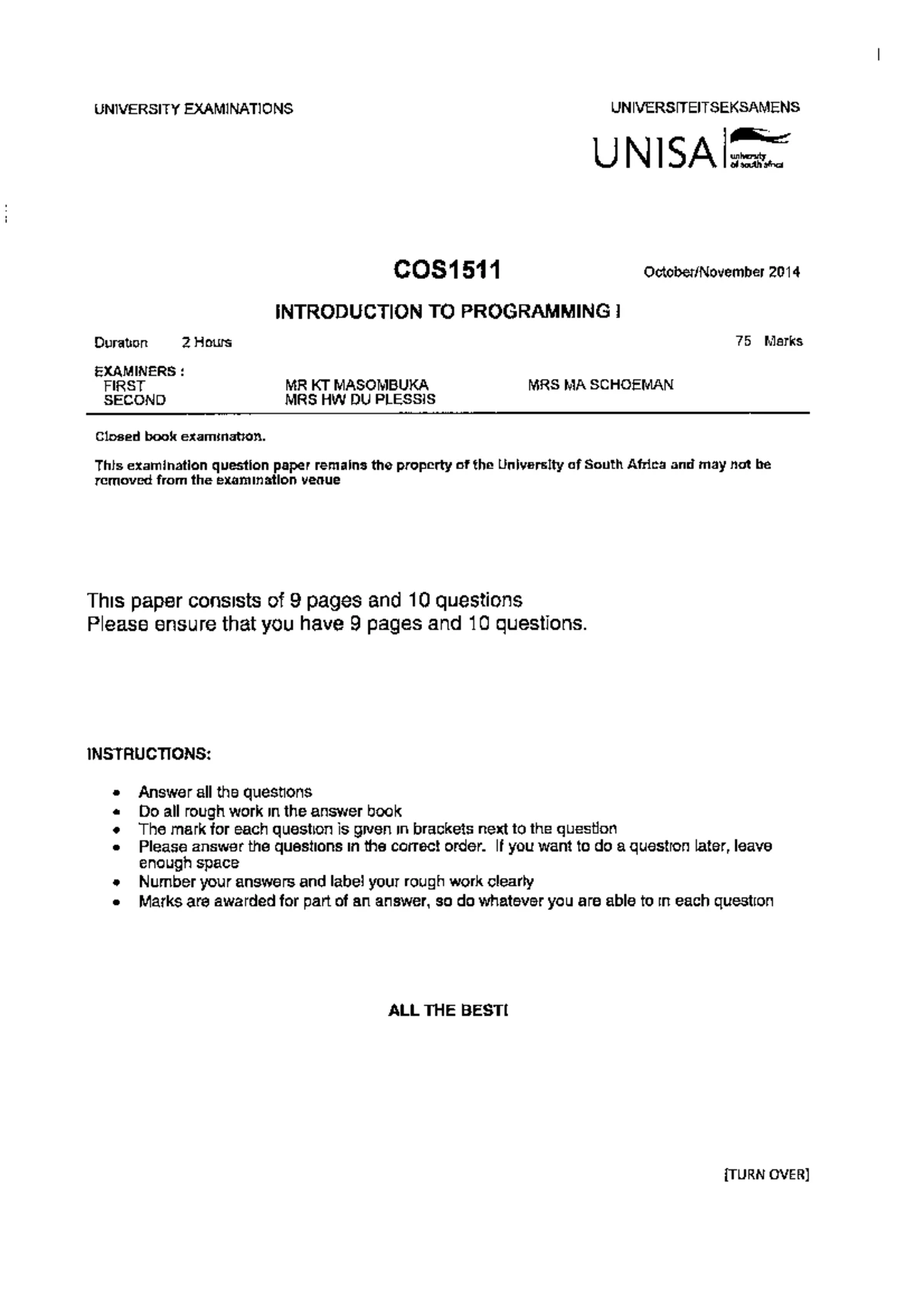 Using the variable diagrams tutorial - COS1511 - 3-click on the UNISA ...