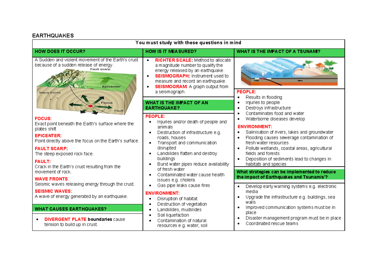 Unit 3: EHG 1241 - Earthquakes and Flood Management Notes - Studocu