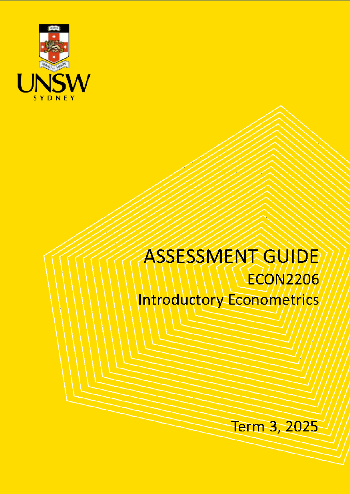 Assessment Guide ECON2206 Introductory Econometrics T3 2025 - Studocu