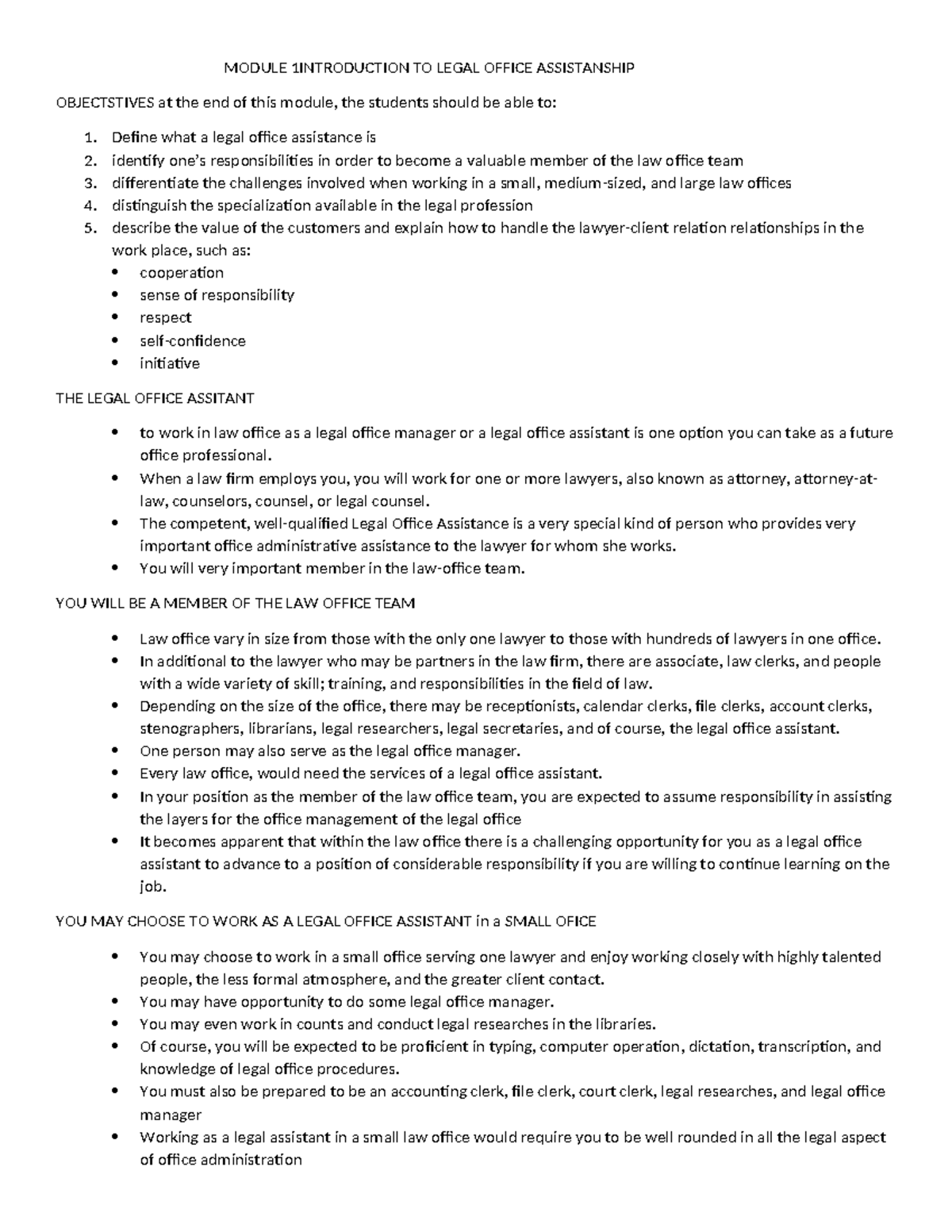 Chapter 1: Legal Office Procedures and Assistant Responsibilities - Studocu