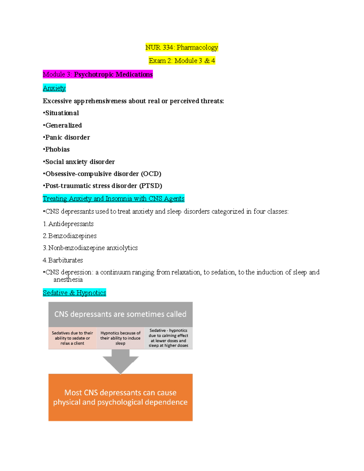 Pharmacology Exam 2 - pharm exam 2 study guide - NUR 334: Pharmacology ...