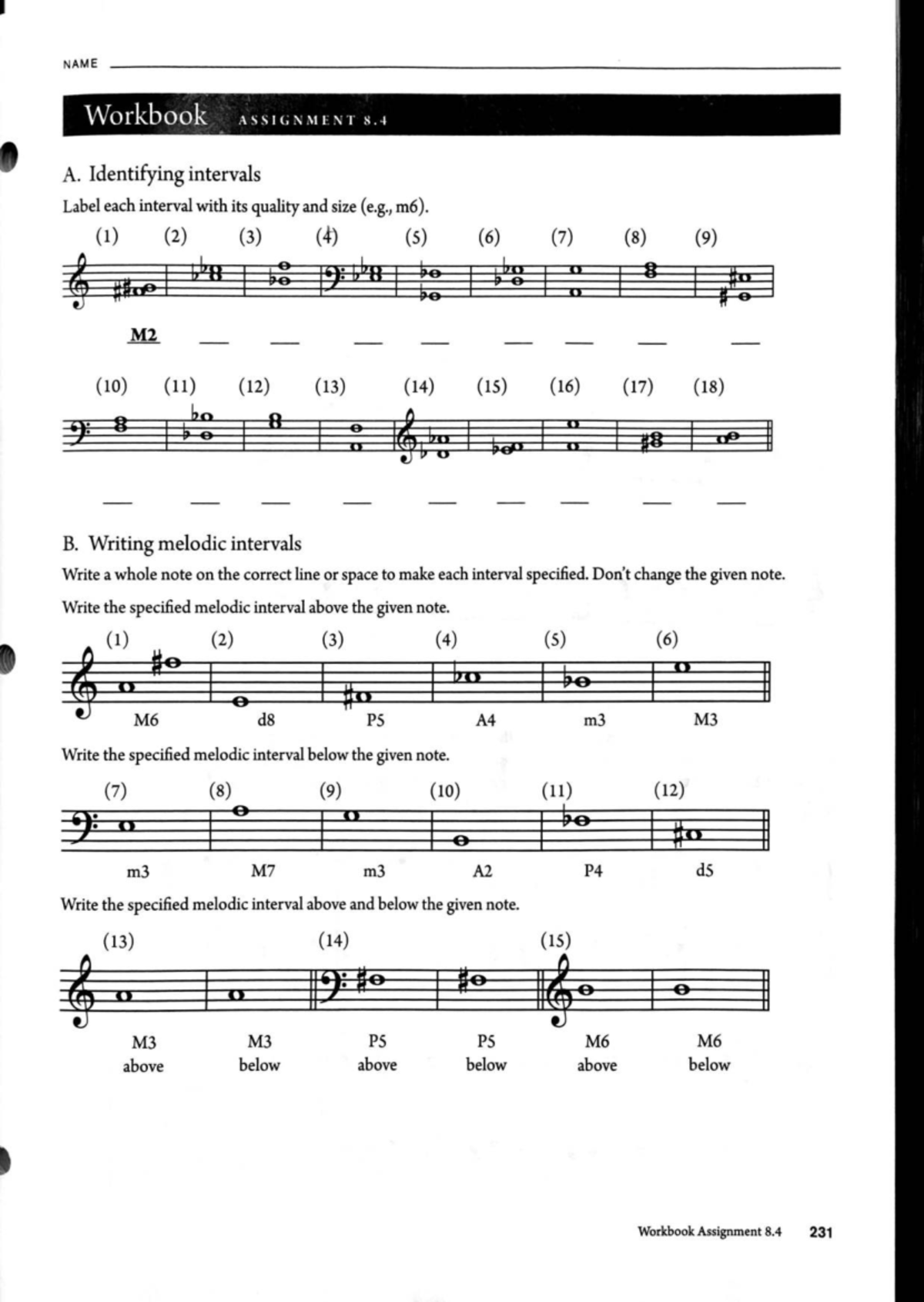 MUS 101 Workbook Assignment 8.4: Identifying Melodic Intervals - Studocu