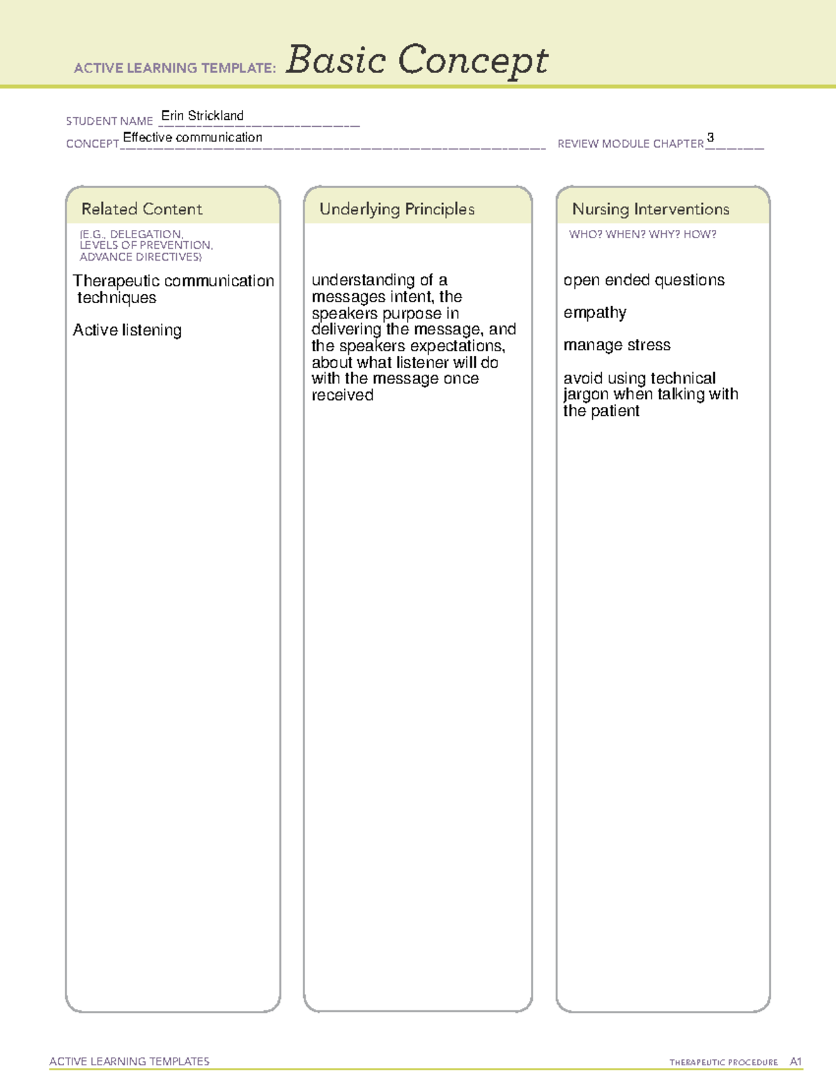 Effective communication - NUR 114 - ACTIVE LEARNING TEMPLATES ...