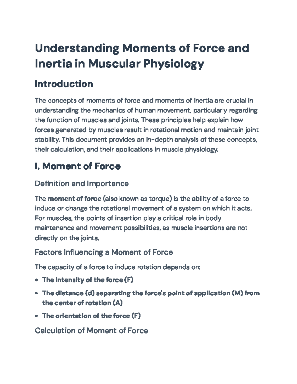 Understanding Moments of Force & Inertia in Muscle Physiology: A Study ...