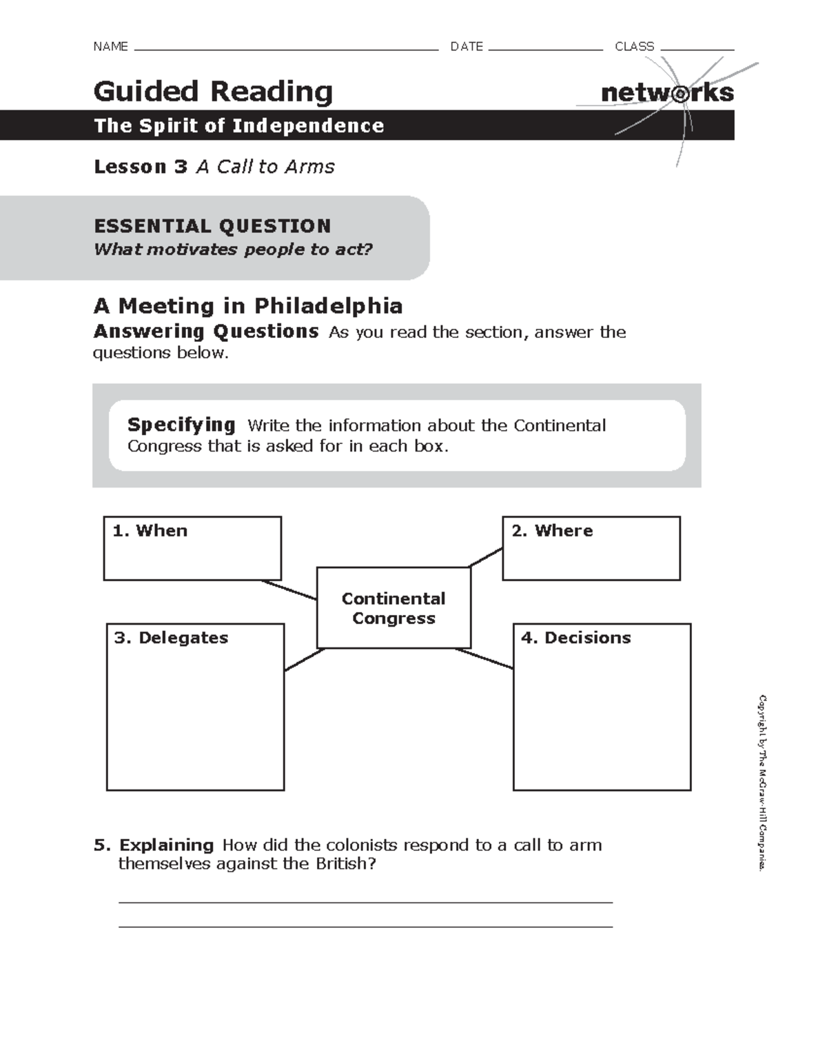 Chapter 5 Lesson 3 American History - Copyright by The McGraw-Hill ...