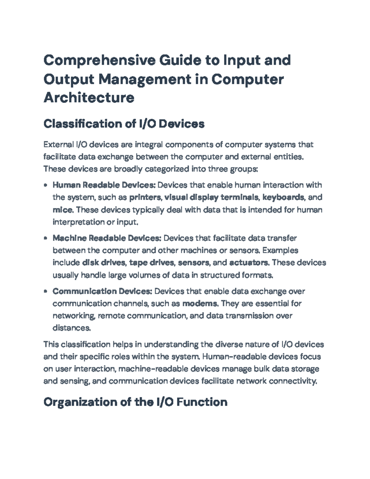 Comprehensive Guide to I/O Management in Computer Architecture (CS101 ...