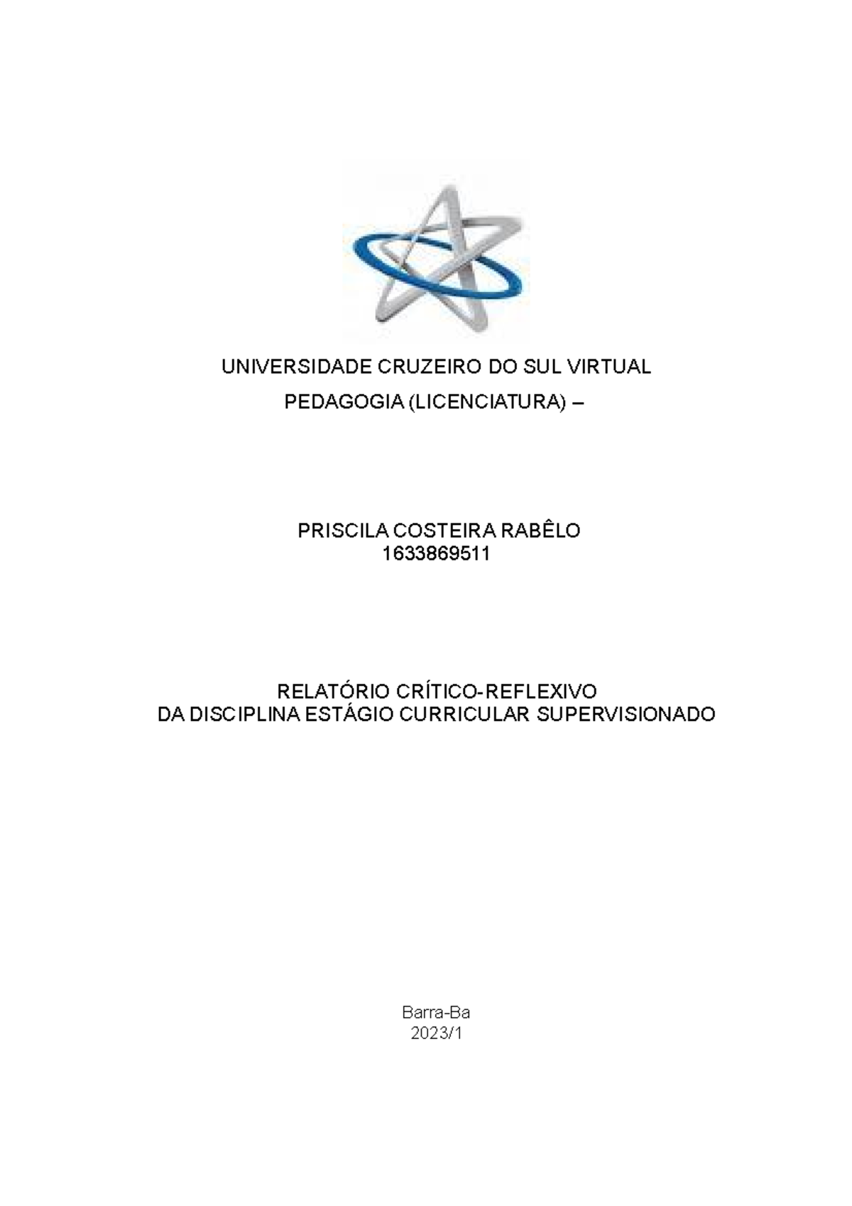 Relatório Crítico-Reflexivo do Estágio em Pedagogia - 1633869511 - Studocu