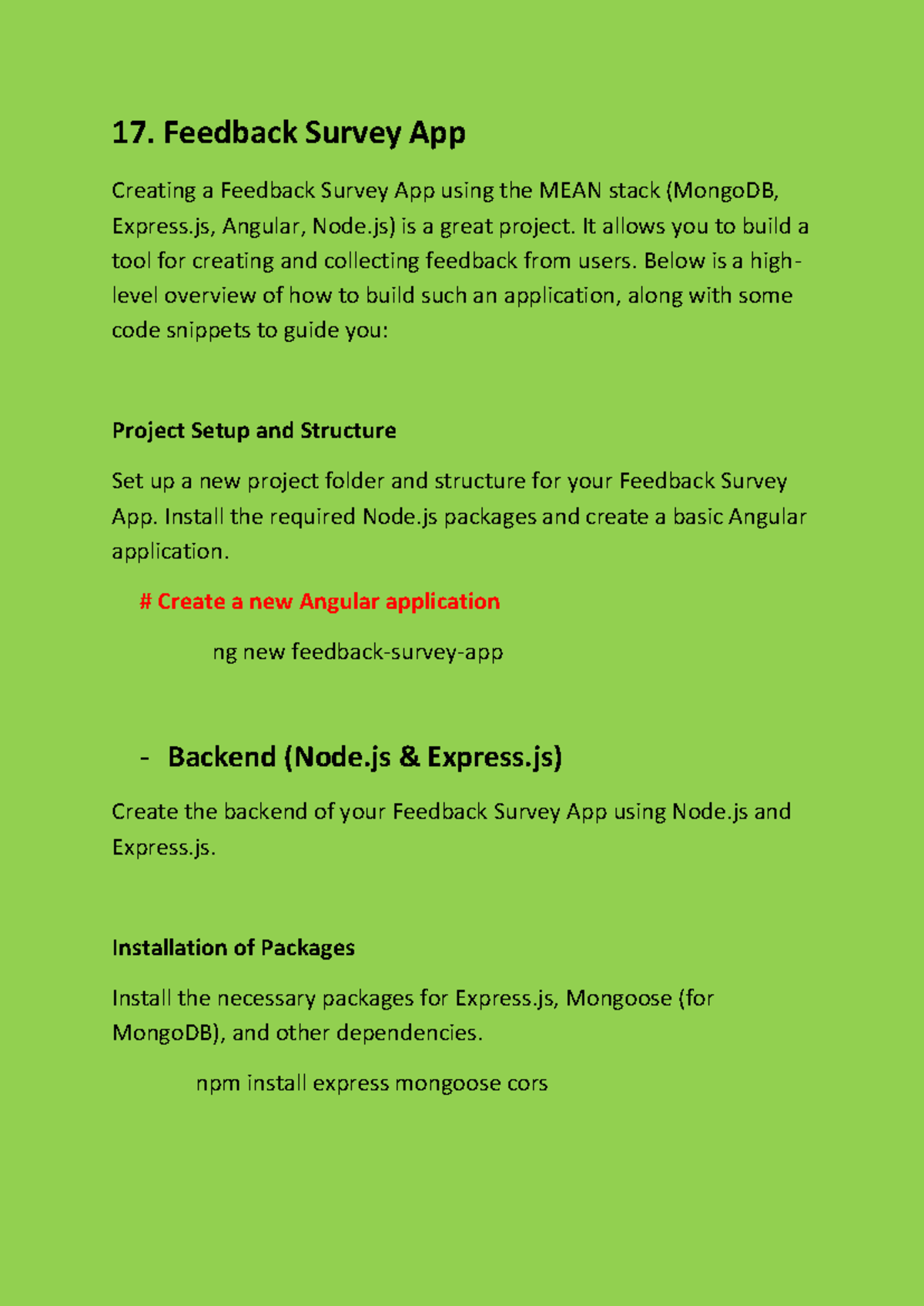 17. Creating a Feedback Survey App with MEAN Stack - Studocu