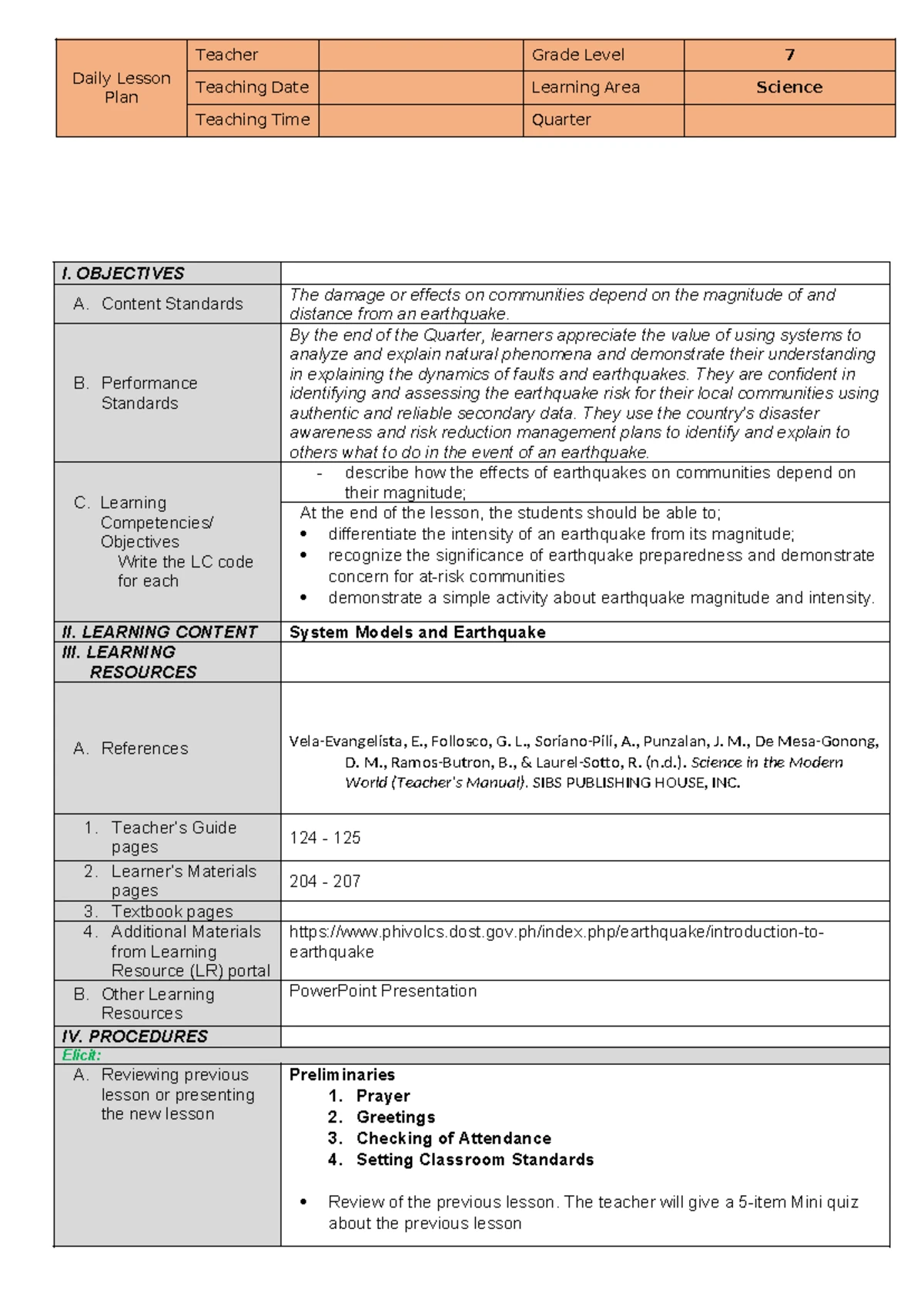 Grade 7 Science Lesson Plan: Distance vs. Displacement - 3rd Quarter ...