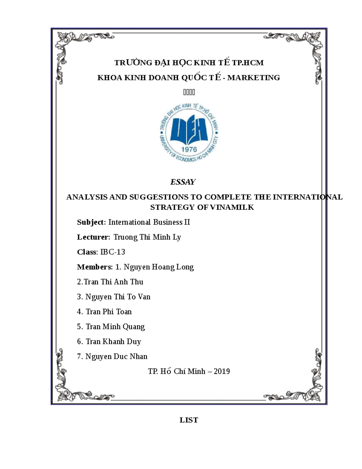 Analysis of International Business Strategy for Vinamilk - IBC 2 Essay ...