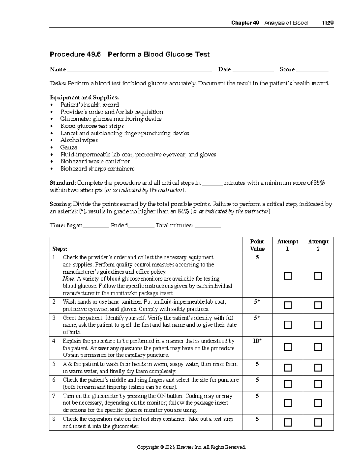 Procedure 49.6: Steps for Accurate Blood Glucose Testing - Studocu