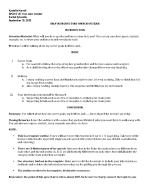 [Solved] The process of writing a speech should include a a rough draft - Public Speaking (SPCH ...