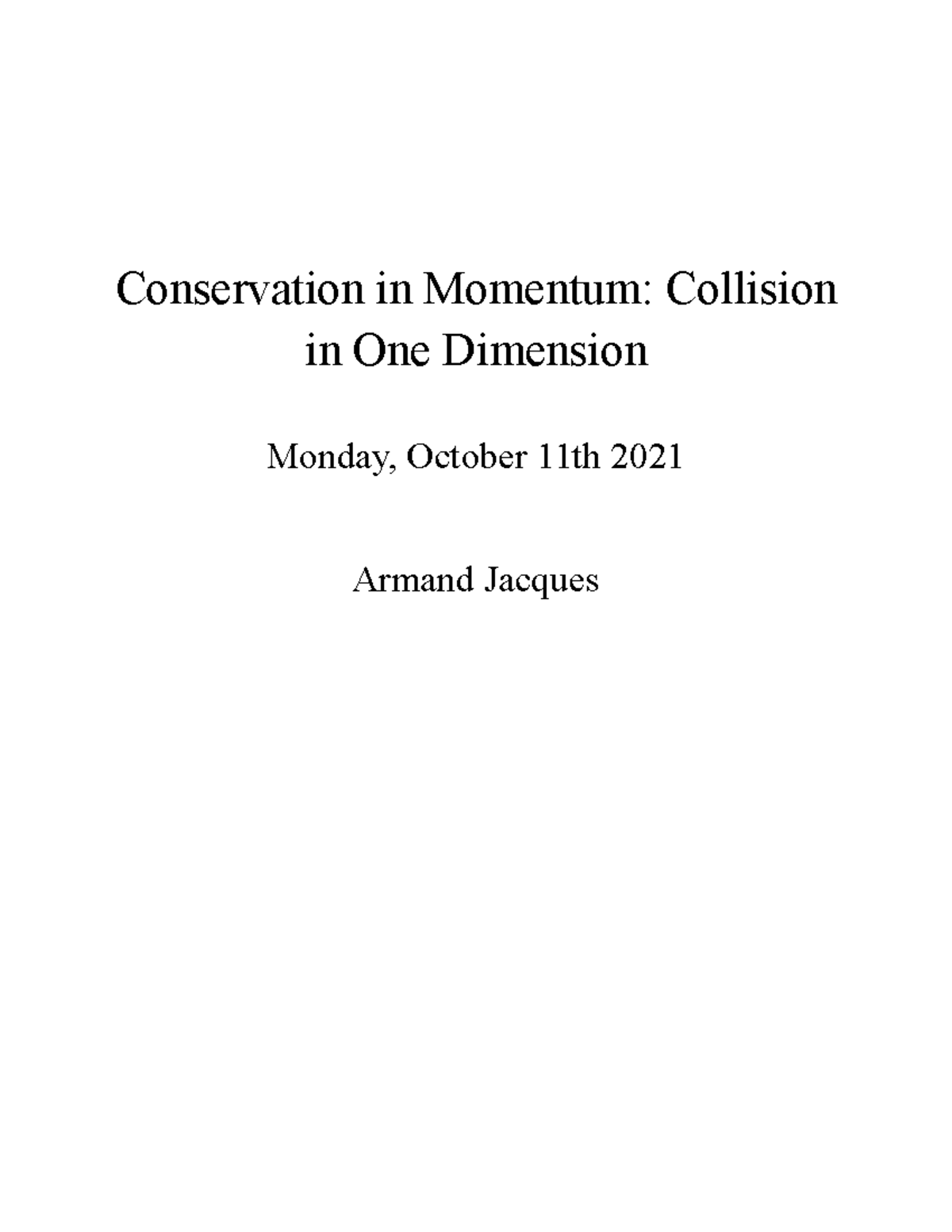 Physics Lab Report 5: Study of Momentum Conservation in Collisions ...