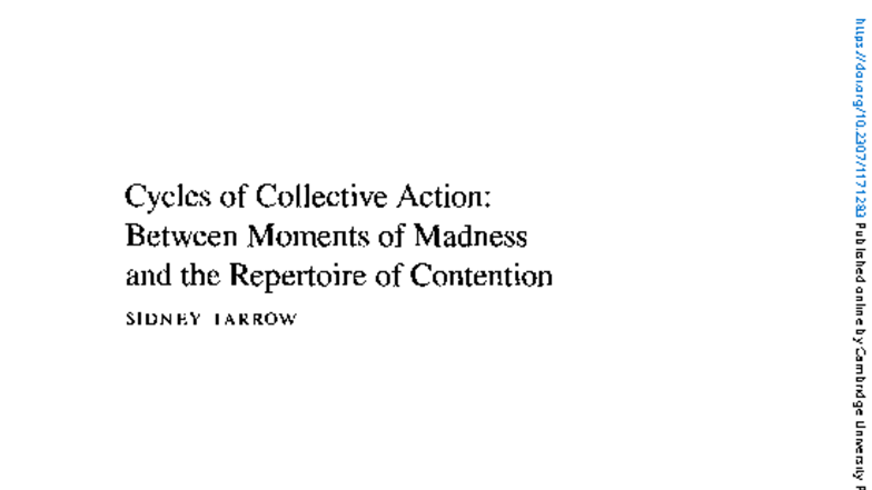 Cycles of Collective Action: Moments of Madness in Social Movements ...