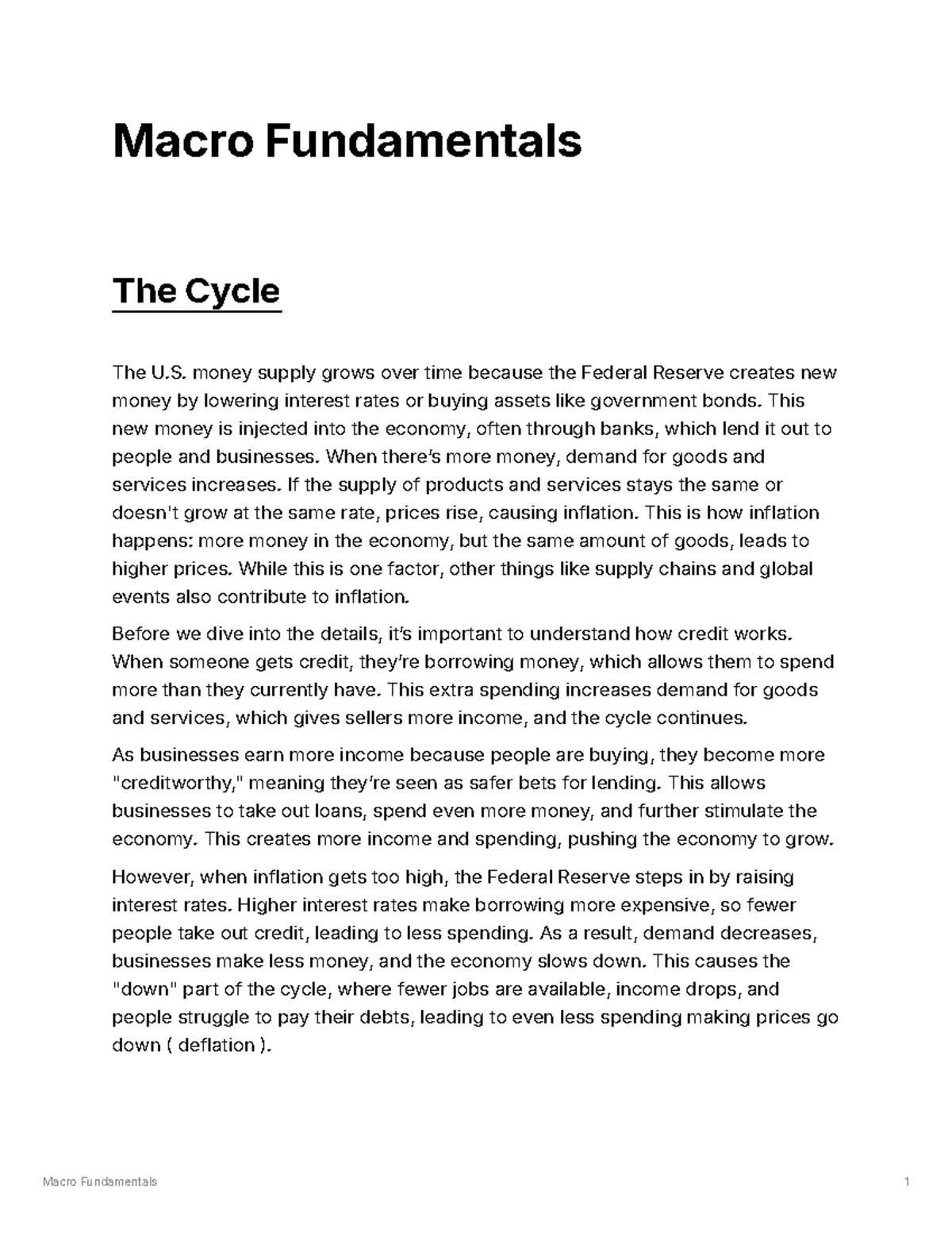 Market Cycles: Understanding Inflation, Recession, and Fed Policy - Studocu