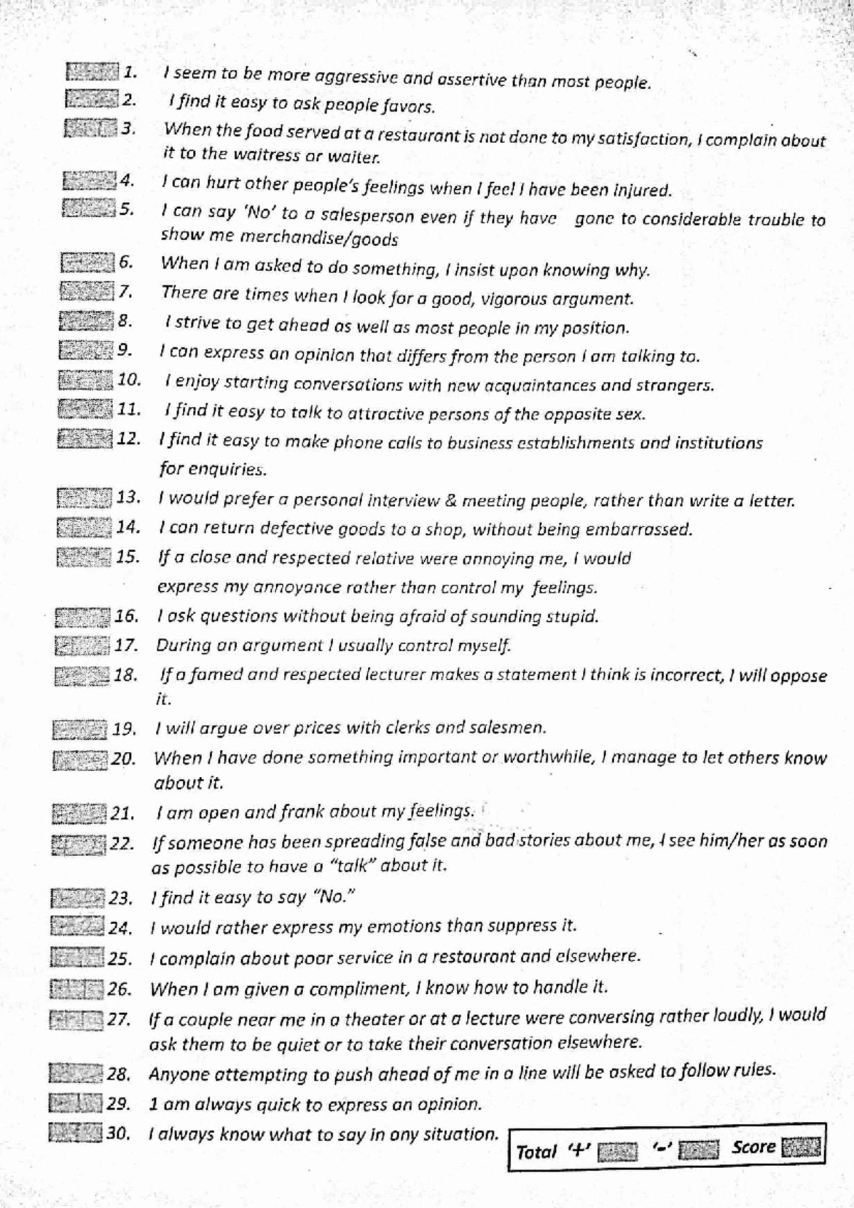 RATHUS ASSERTIVENESS SCALE: Understanding Your Assertive Behavior - Studocu