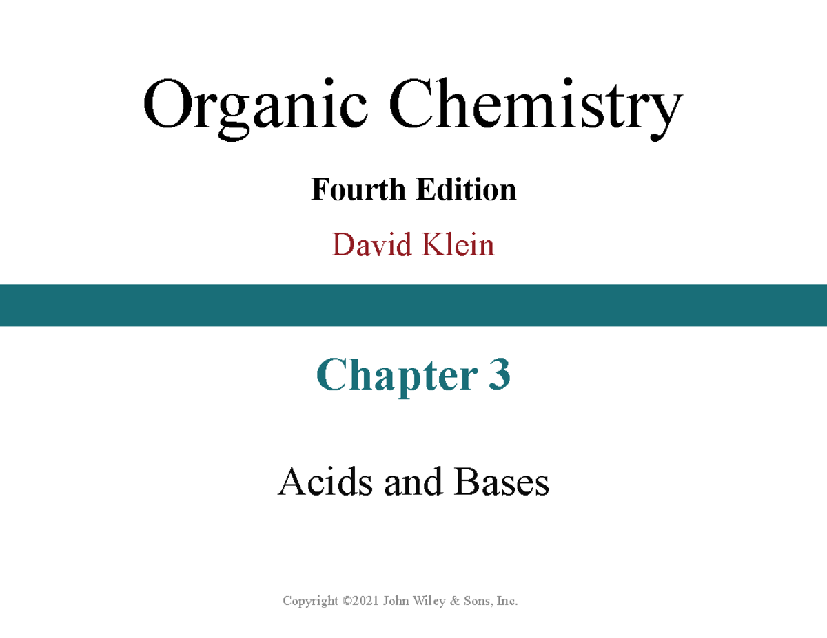 Organic Chemistry 4th Ed. CH 3: Acids & Bases Overview Notes - Studocu