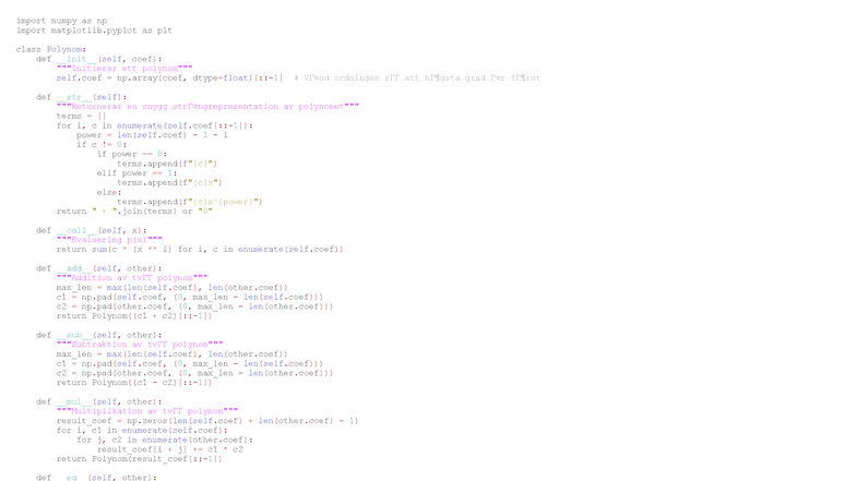 OU5 Obligatory Submission: Polynomial Class Implementation in Python ...