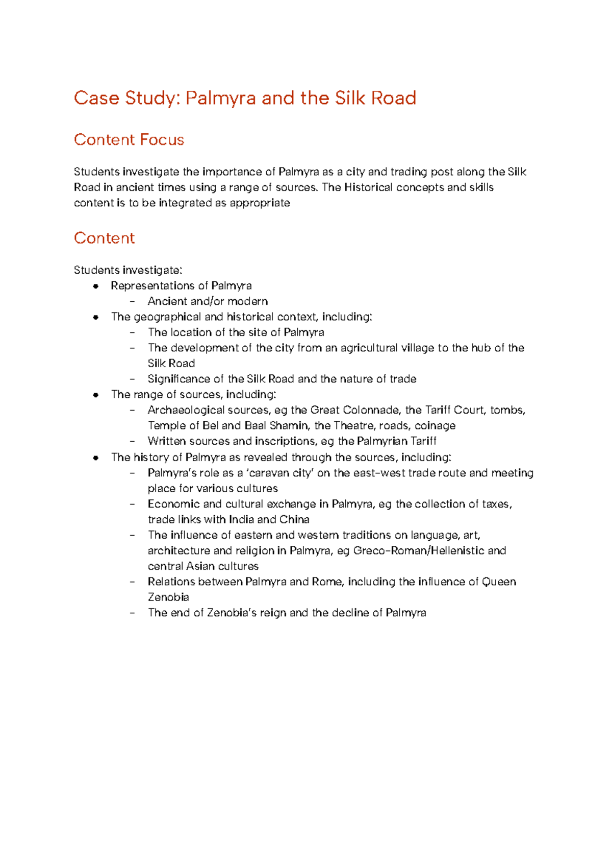 Case Study: Palmyra's Role in the Silk Road Trade - Preliminary - Studocu