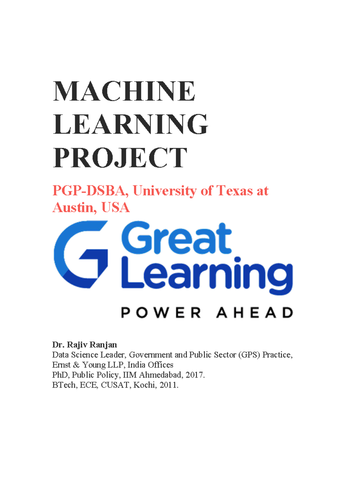 MACHINE LEARNING PROJECT REPORT (DATA 101) - UNIVERSITY OF TEXAS - Studocu