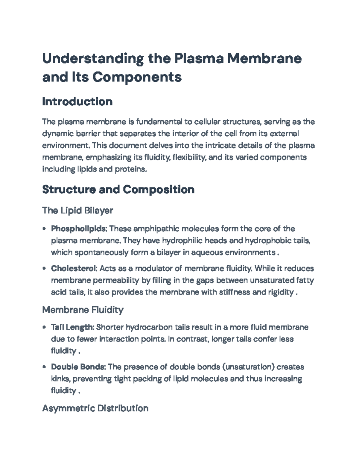 Understanding the Plasma Membrane: Structure & Function in Depth - Studocu