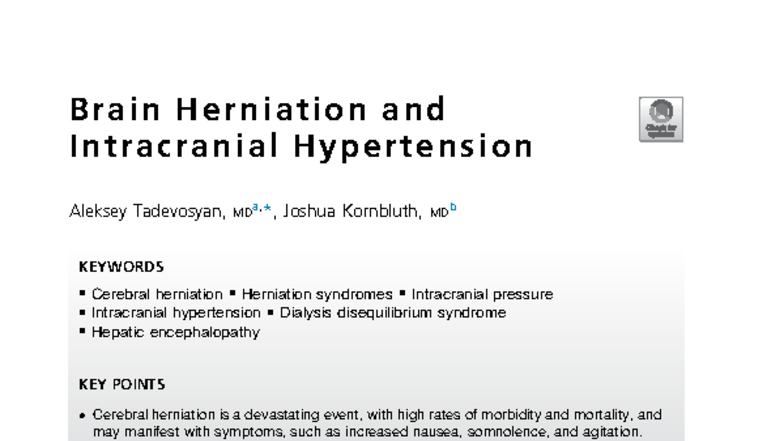 Brain Herniation and Intracranial Hypertension: Key Insights and ...