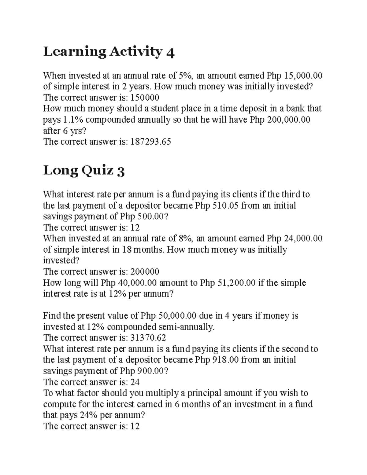 Genmath - Long Quiz & Activity Solutions (11-20) - Studocu