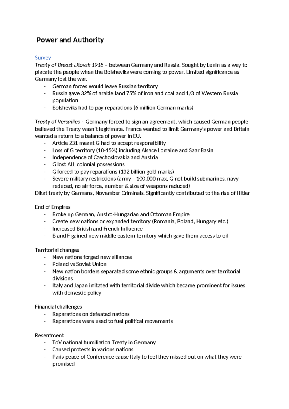 Power and Authority - notes from a band 6 student - Power and Authority ...