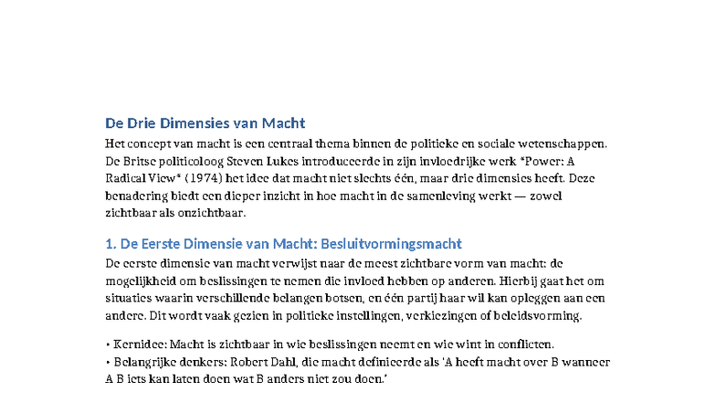 De Drie Dimensies van Macht: Een Analyse van Steven Lukes' Theorie ...