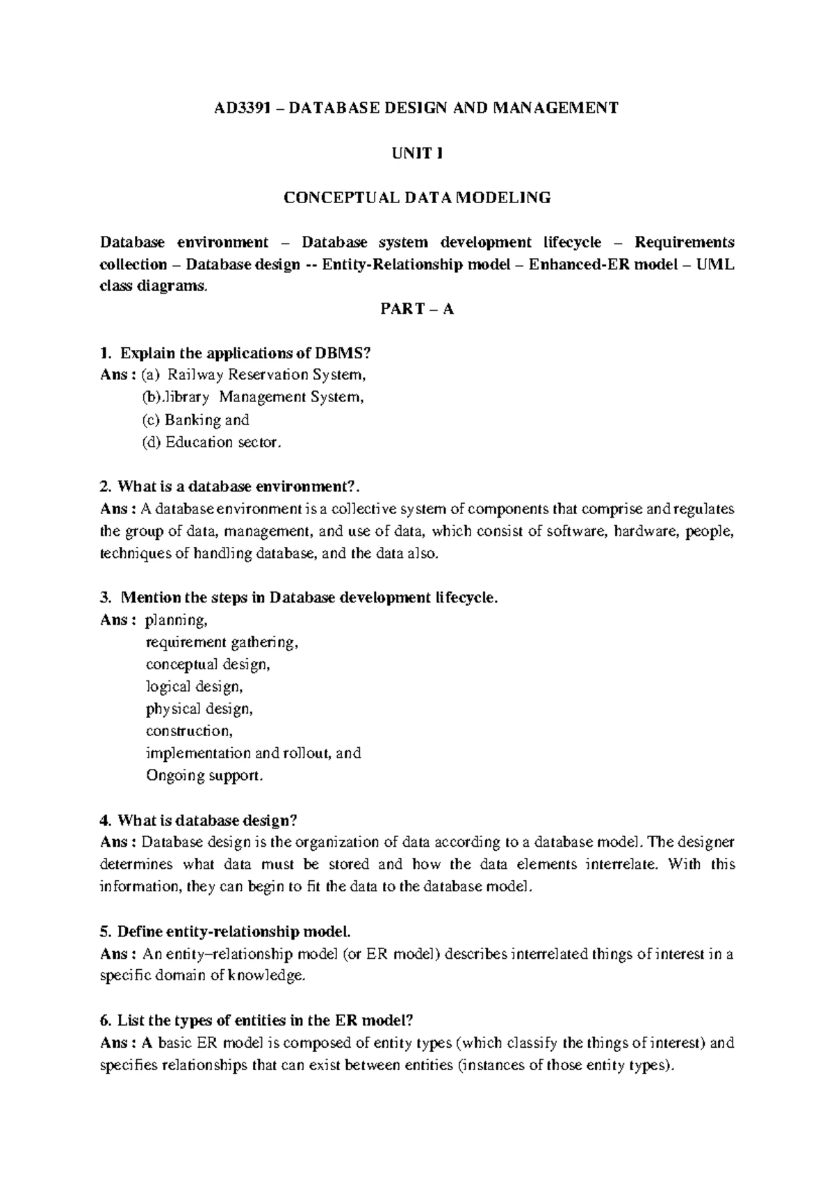 AD3381_DDM Lab Manual: Database Design & Management Techniques - Studocu