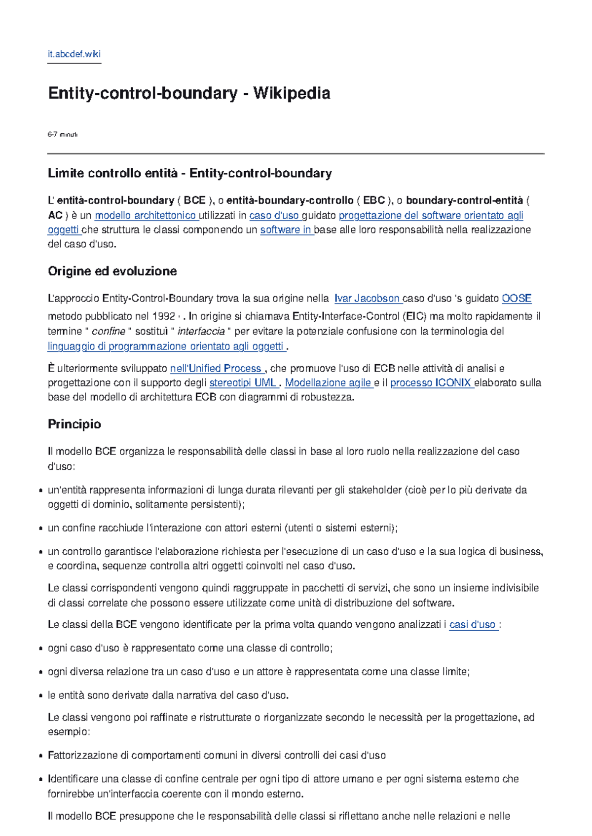 Modello Architettonico Entity-Control-Boundary (ECB) spiegato - Studocu