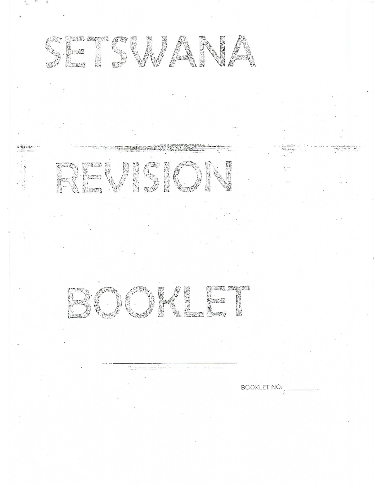 Setswana Revision Booklet: Preparation for Exams - Booklet No. 2 - Studocu