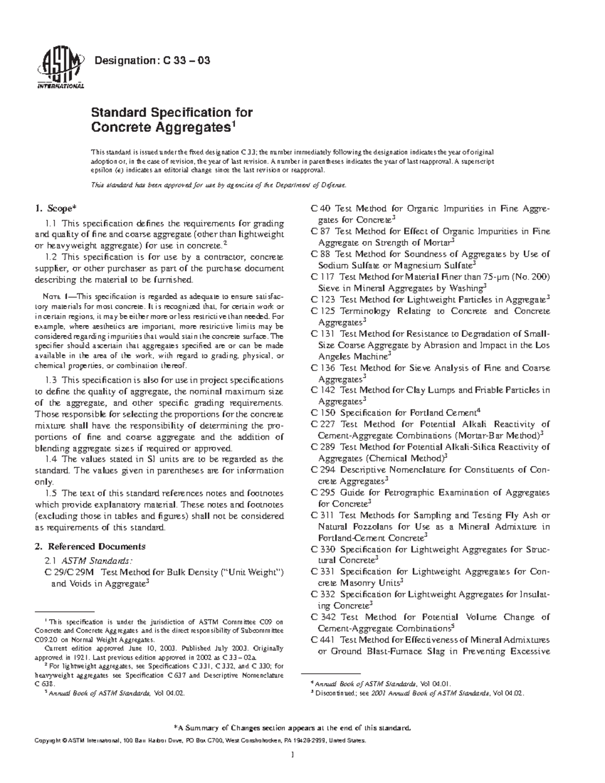 C33 - ASTM C33: Grading Standards for Fine and Coarse Aggregates - Studocu