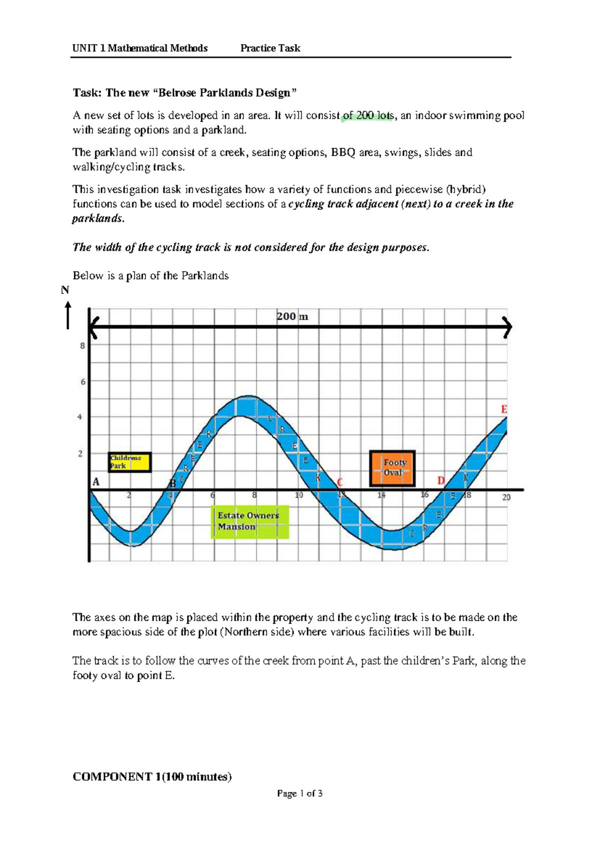 Unit 1 Mathematical Methods Practice Task: Parklands Cycling Track ...