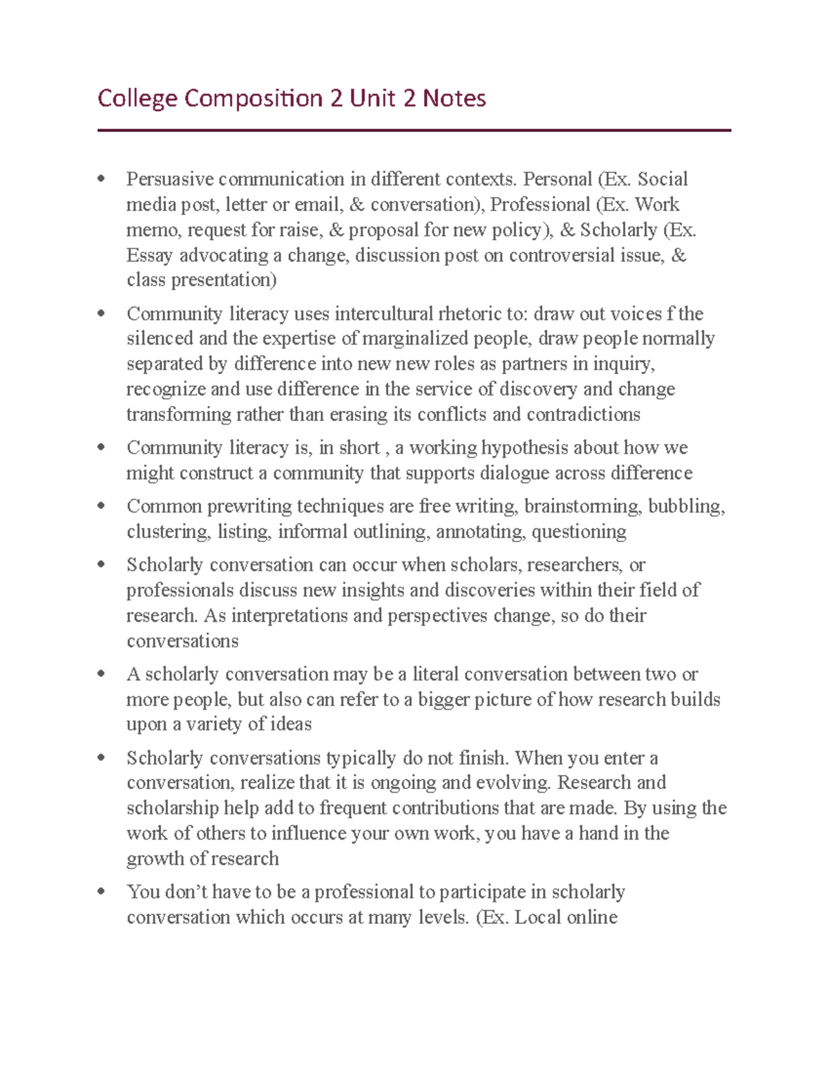 CM220 Comp ll, Unit 2 Discussion - Unit 2 Discussion Discussion ...