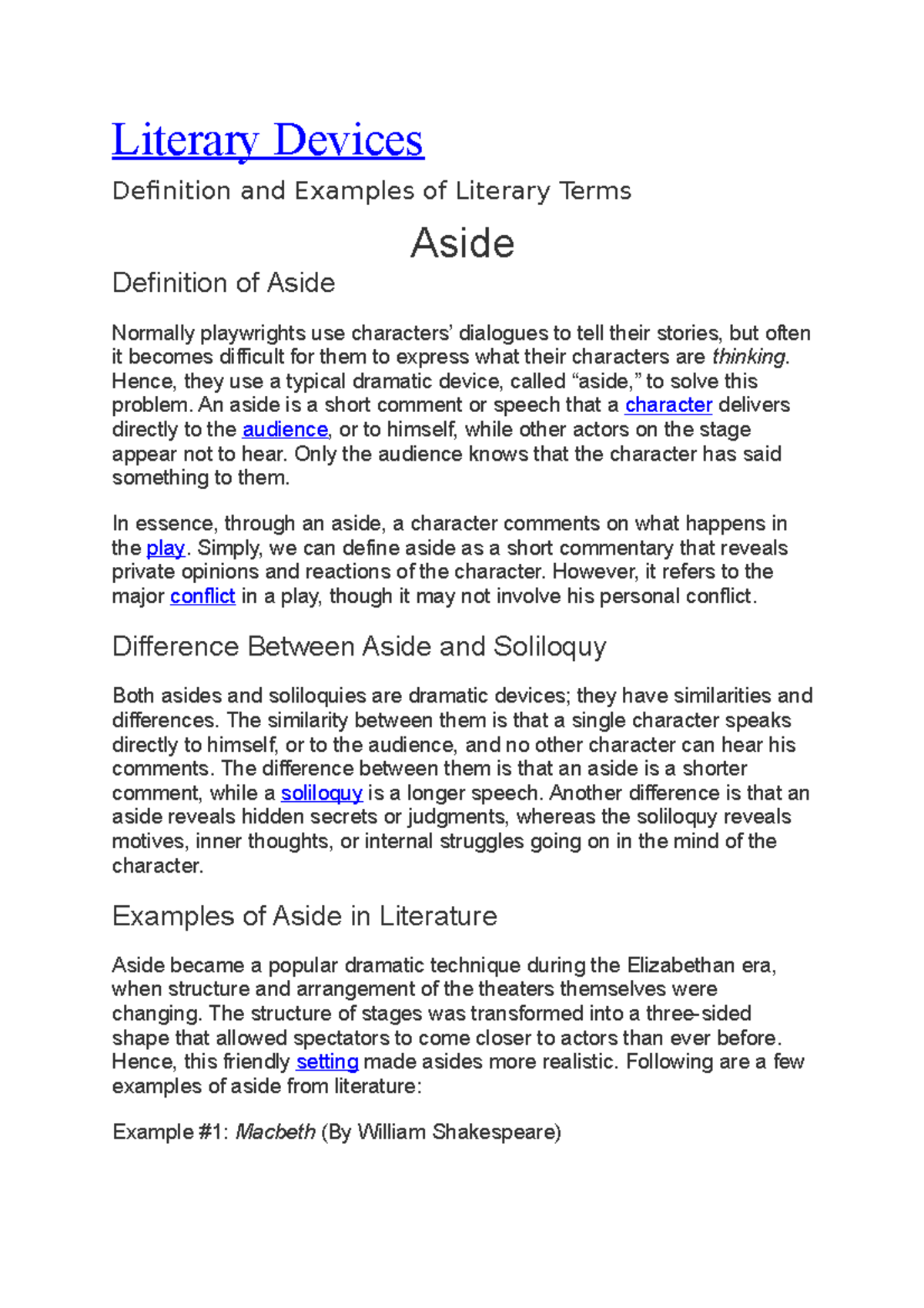 9. Literary Devices: Understanding Asides in Macbeth and Beyond - Studocu