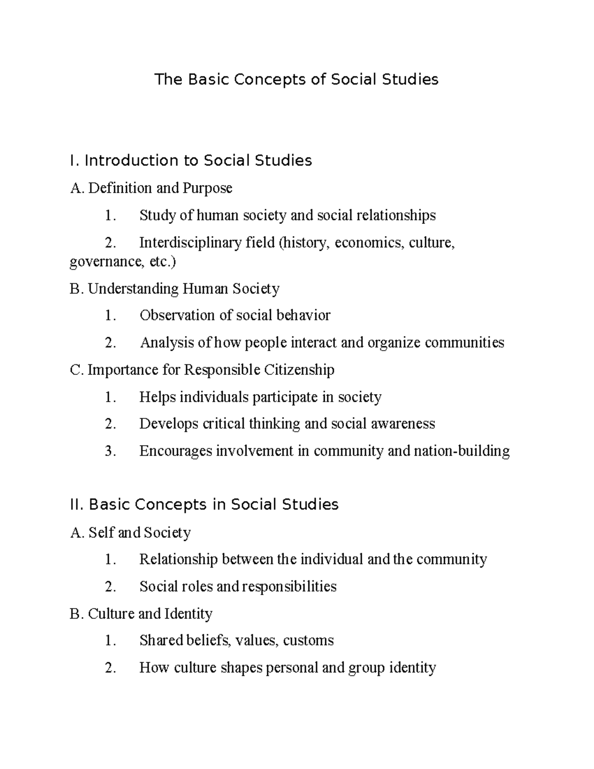 Basic Concepts of Social Studies I: Group 6 Overview - Studocu