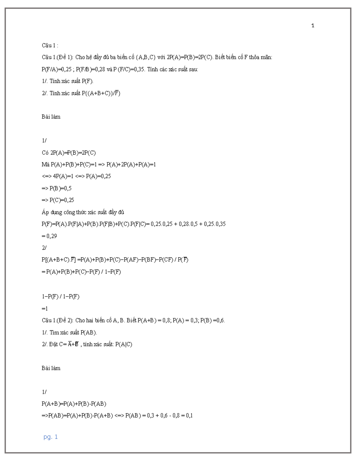 Xstk - Final Exam Probability Concepts & Calculations - Studocu